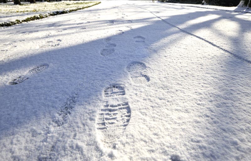 Foot Steps in the Snow stock photo. Image of snow, corinteractive - 4705746