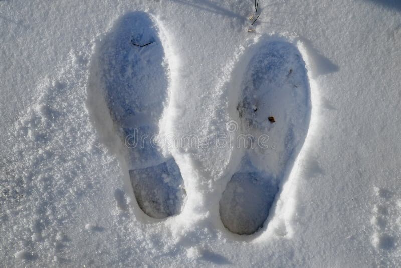 Foot Steps on Snow Ground on a Fresh Snowy Day of Winter Stock Photo ...