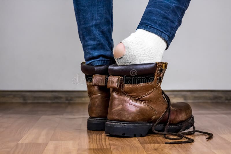Foot in torn sock stock image. Image of feet, visit, footwear - 82731095