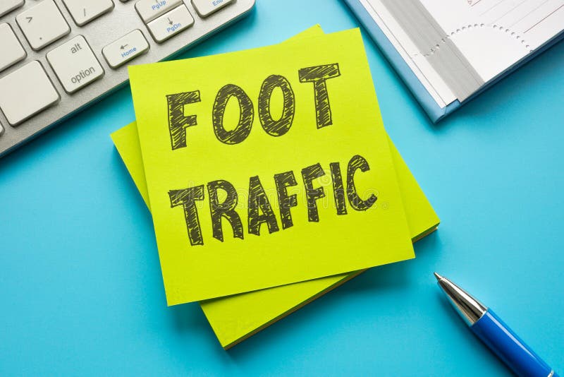 Foot Traffic Concept. a Stack of Sticky Notes and a Keyboard. Stock ...