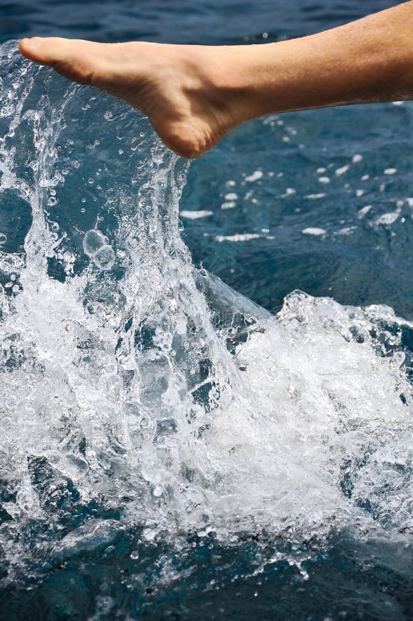 Foot of Young Man in Water - Splash Stock Photo - Image of enjoy ...