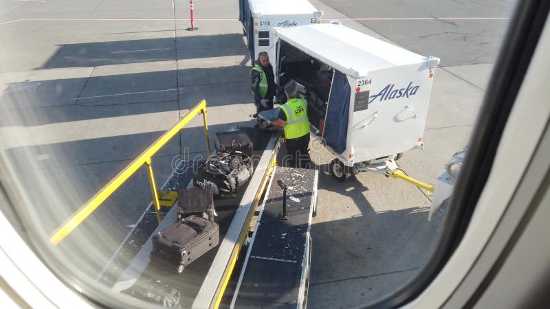 Baggage Loading on a Plane at the Airport Stuttgart Germany Stock ...