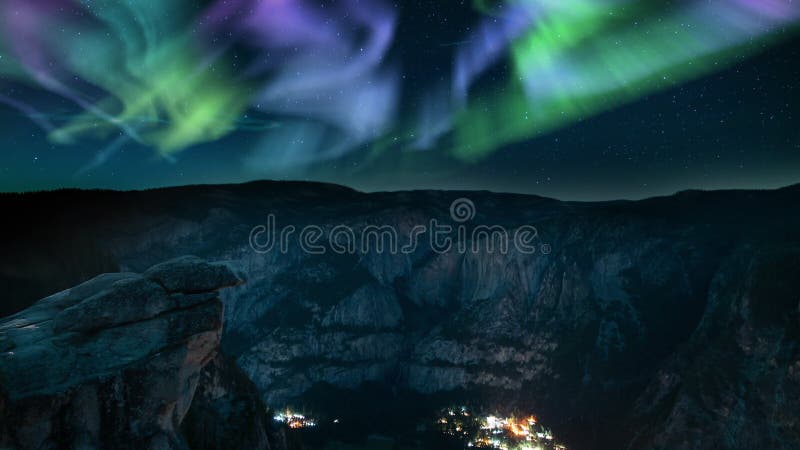 Aurora in Starry Blue Night Sky Loop Stock Footage - Video of ...