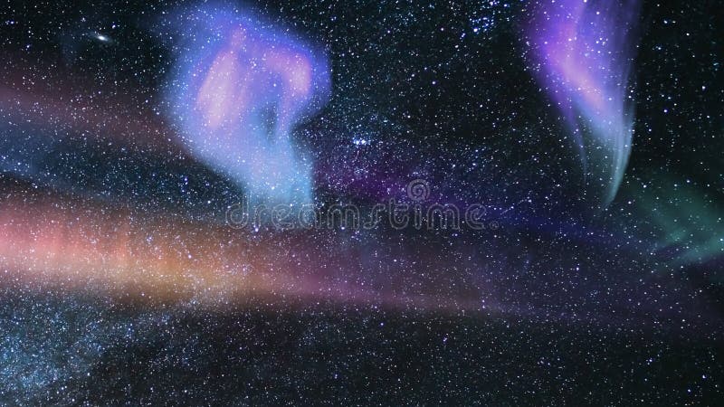 Aurora in Starry Blue Night Sky Loop Stock Footage - Video of milkyway ...