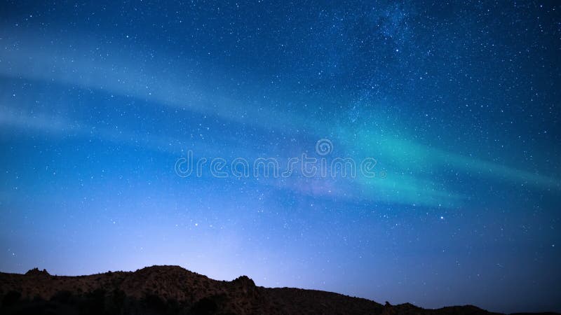Aurora in Starry Blue Night Sky Loop Stock Footage - Video of milkyway ...
