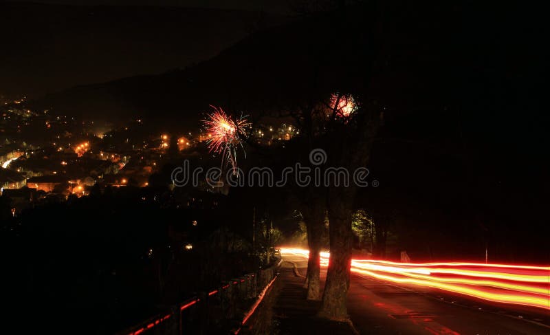 Footage of light trails stock image. Image of fireworks - 129666759