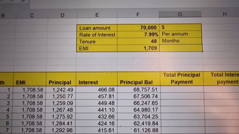 Footage of the Man Scrolling Trough the Screen Showing Excel Sheet of ...