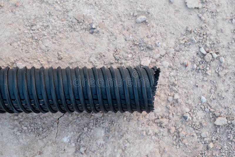 Corrugate Drainage Pipe Constuction Stock Image - Image of black, ocean ...