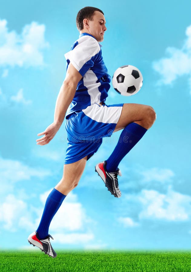 Football Player Striking the Ball Stock Image - Image of compete ...