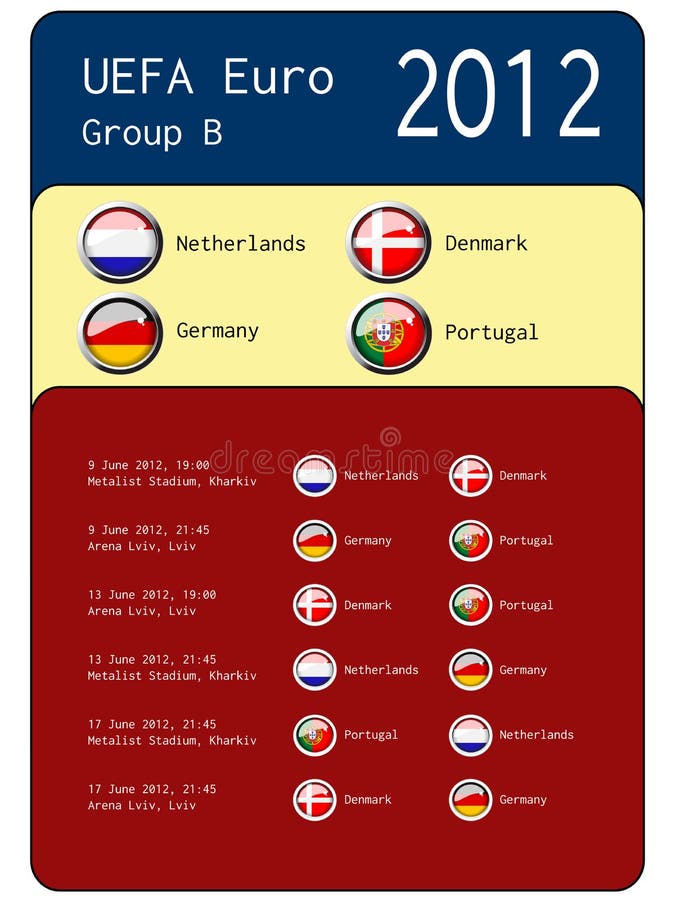 Football 2012 Match Schedule - Group B Editorial Stock Image ...