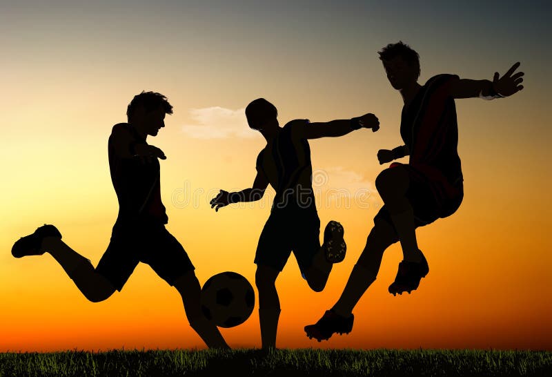 Soccer Playing (Sunset) stock illustration. Illustration of league - 708705