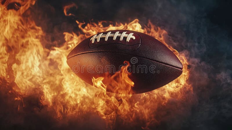 A Football Ablaze, Soaring through the Air with Flames Trailing Behind ...