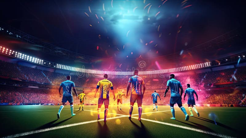 Football Action Scene with Competing Soccer Players Stock Illustration ... Football Action Scene with Competing Soccer Players Stock Illustration ...