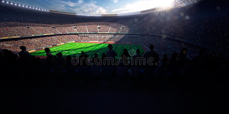 Football Arena Stadium Day Render Blue Stock Image - Image of light ...