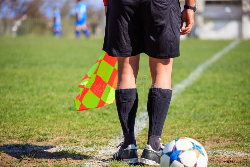 Football Assistant Referee during a Game Stock Image - Image of goal ...