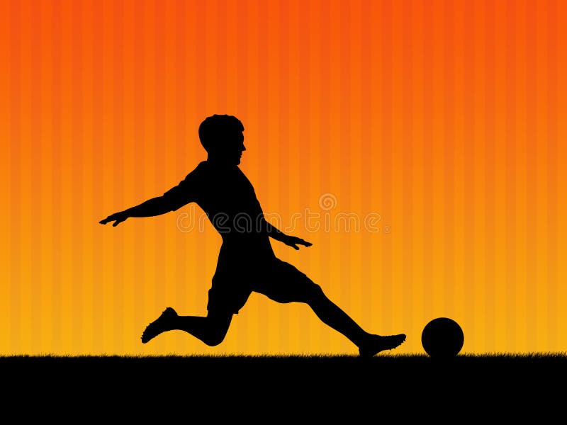 Football, Soccer Match. a Player Shooting on Goal Stock Illustration ...