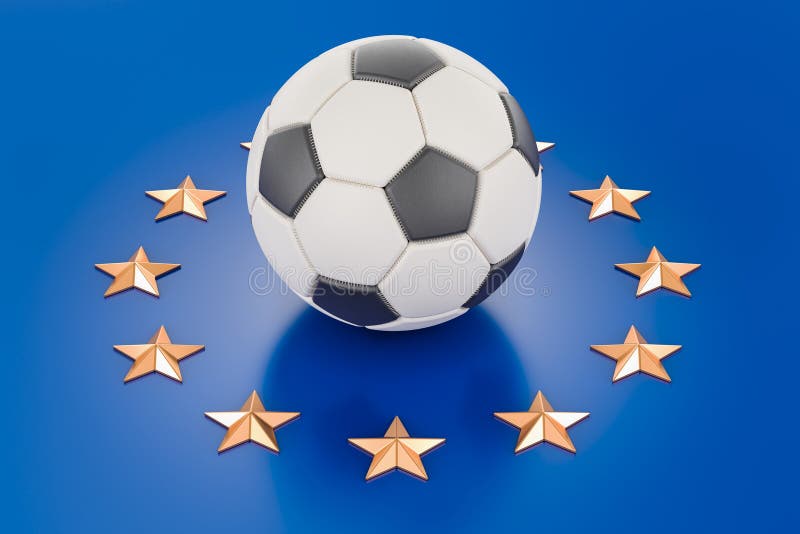 Football Ball on the EU Flag, 3D Rendering Stock Illustration ...