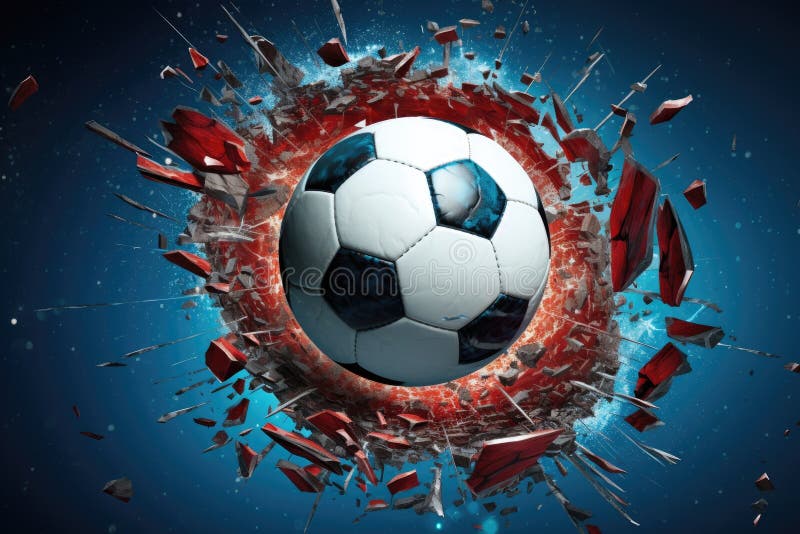 A Football Ball Exploding in the Air Stock Illustration - Illustration ...