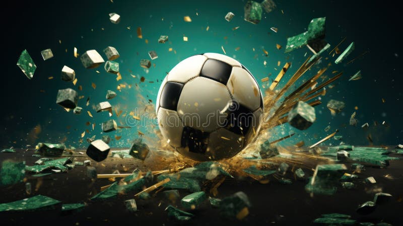 A Football Ball Exploding in the Air Stock Illustration - Illustration ...