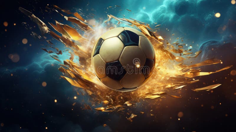 A Football Ball Exploding in Flames Stock Illustration - Illustration ...