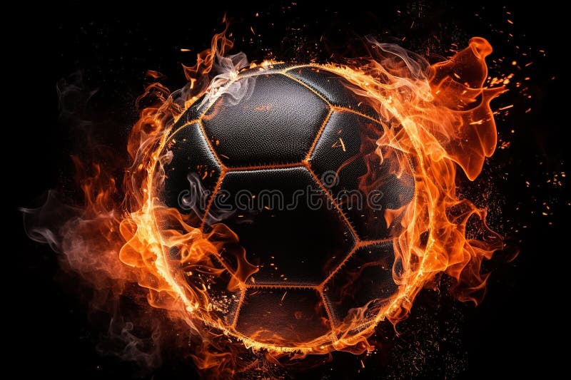 Football Ball in Fire. Generative AI Stock Illustration - Illustration ...