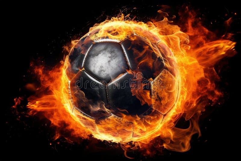 Football Ball in Fire. Generative AI Stock Illustration - Illustration ...