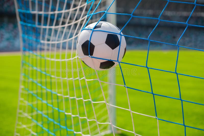Football. the Ball Flies into the Net Gate Stock Photo - Image of goal ...