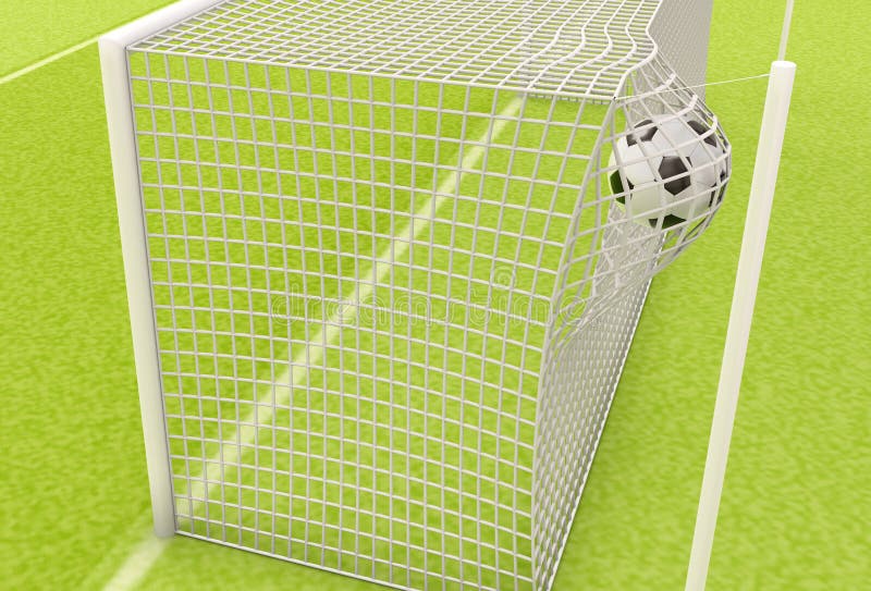 Football Ball Flies into the Net Gate Stock Illustration - Illustration ...