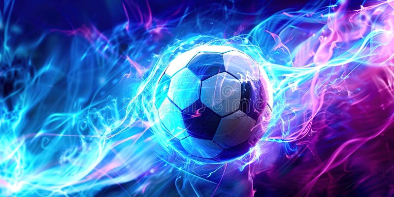 Football Ball Flying in Fire Stock Illustration - Illustration of flame ...