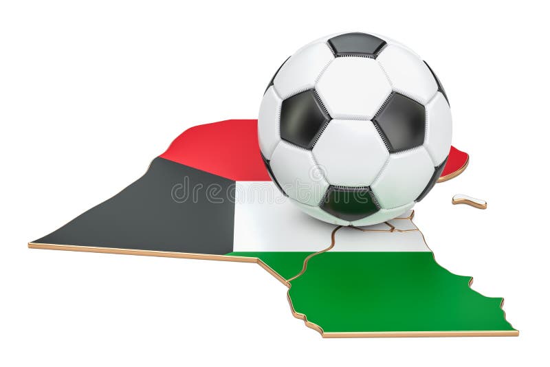 Football Ball with Map of Kuwait Concept, 3D Rendering Stock ...
