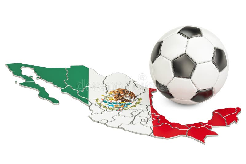 Football Ball with Map of Mexico Concept, 3D Rendering Stock ...