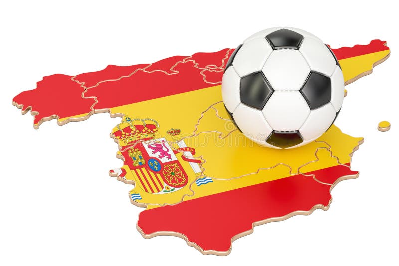 Football Ball with Map of Spain Concept, 3D Rendering Stock ...