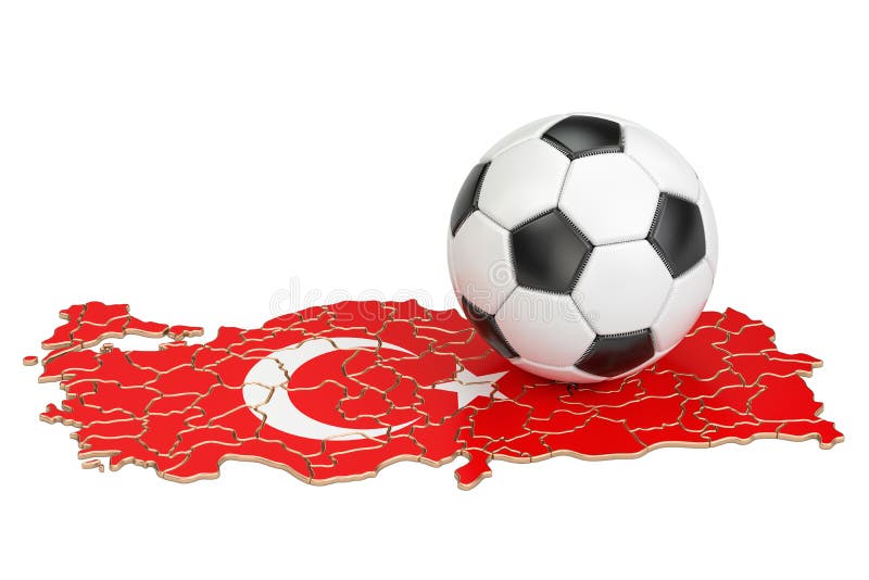 Football Ball with Map of Turkey Concept, 3D Rendering Stock ...