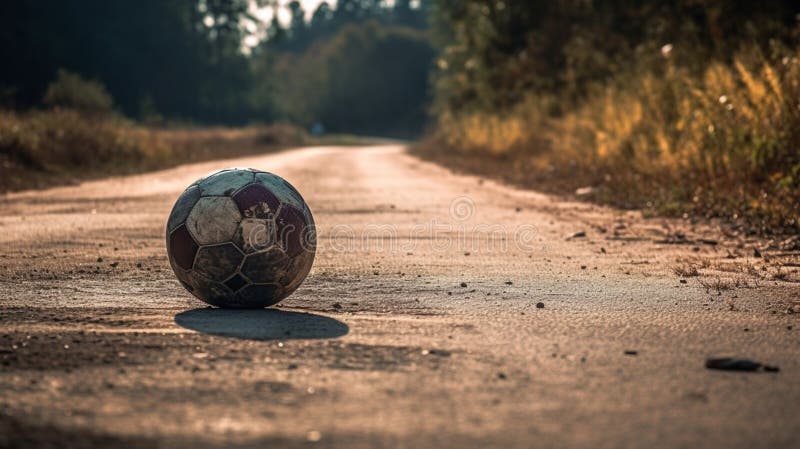 Football ball on the road stock illustration. Illustration of team ...