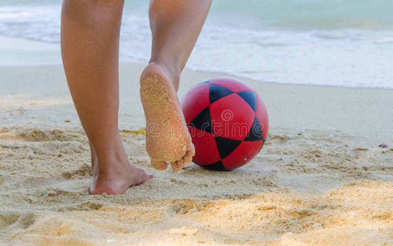 Football on Beach for Soccer Sport Stock Photo - Image of soccer, play ...