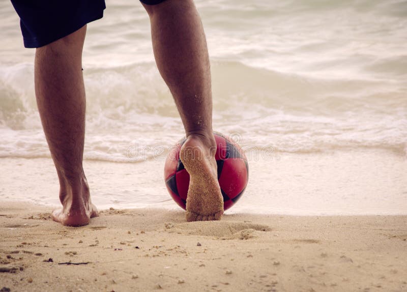 Football on Beach for Soccer Sport Stock Image - Image of game, desert ...