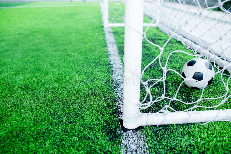 Football Behind the Goal Line Stock Photo - Image of kick, equipment ...
