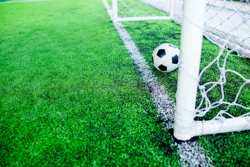 Football Behind the Goal Line Stock Photo - Image of kick, equipment ...