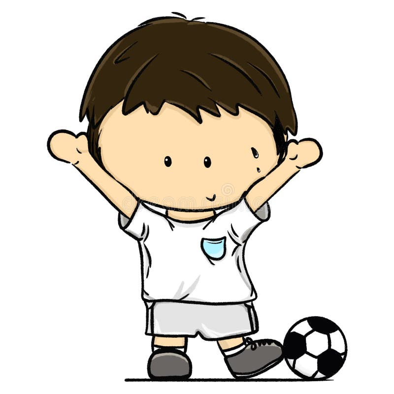 Football Boy Color Illustration, Sport Little Boy Character Cute ...