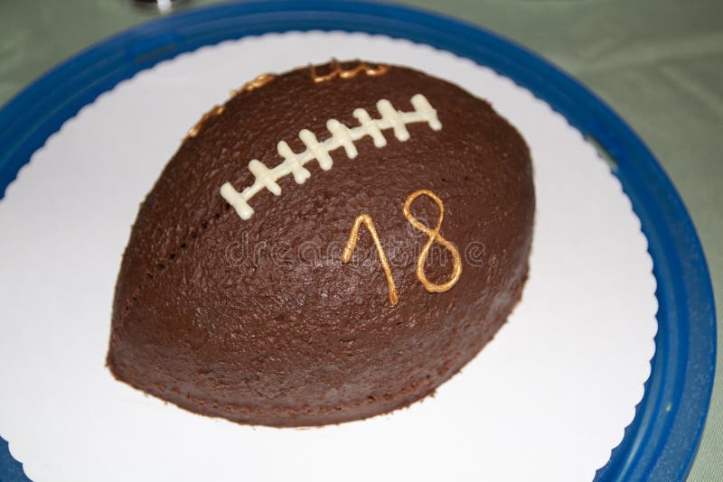Football Cake with Chocolate and Sugar Writing the Number 18 Stock ...