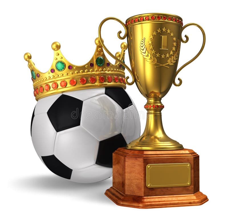 Soccer Football Trophy Prize Award on Stadium Field Stock Vector ...