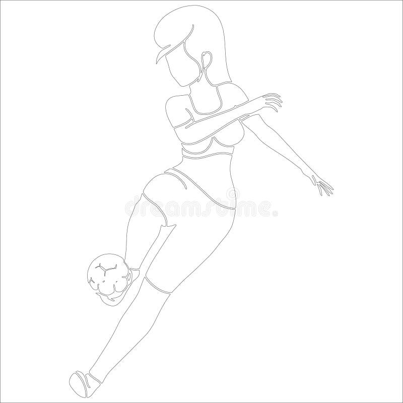 Football Character Outline Illustration on White Background Stock ...
