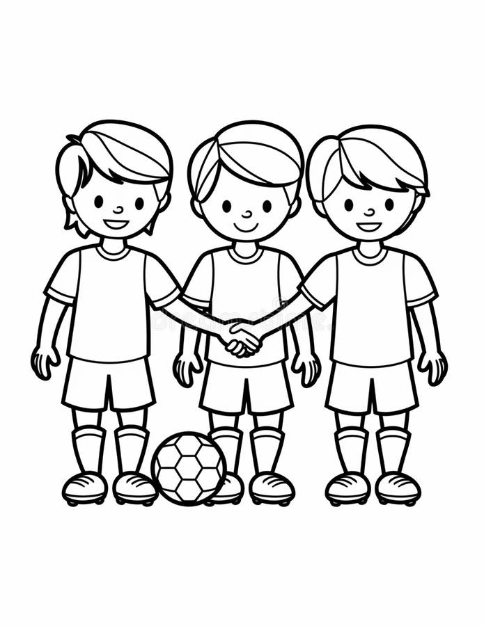 Football Coloring Book for Kids, 3 Kids Stock Illustration ...