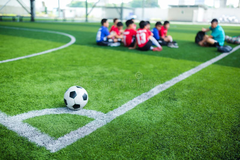 Football on Corner for Corner Kick Stock Photo - Image of lines ...