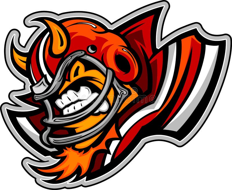 Football Devil Mascot Wearing Helmet with Horns Stock Vector ...