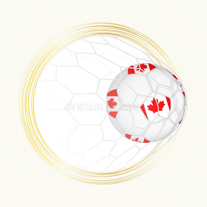 Football Emblem with Football Ball with Flag of Canada in Net, Scoring ...