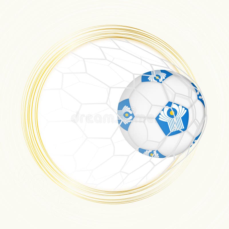 Football Emblem with Football Ball with Flag of CIS in Net, Scoring ...