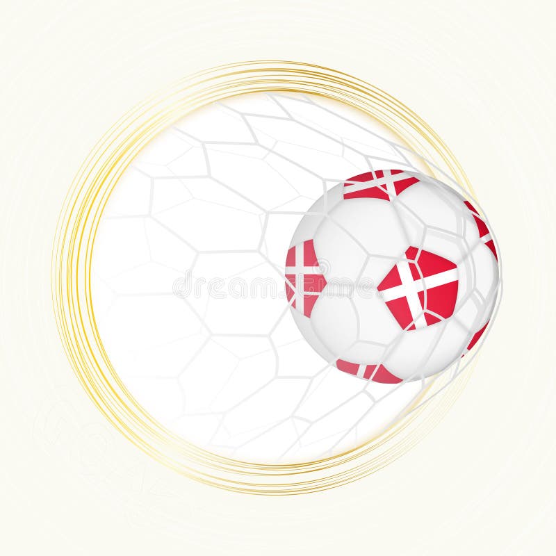 Football Emblem with Football Ball with Flag of Denmark in Net, Scoring ...