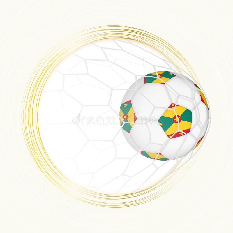 Football Emblem with Football Ball with Flag of Grenada in Net, Scoring ...