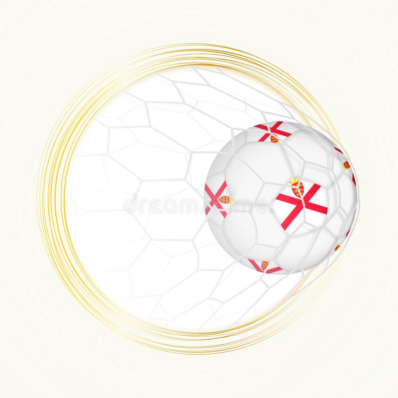 Football Emblem with Football Ball with Flag of Jersey in Net, Scoring ...